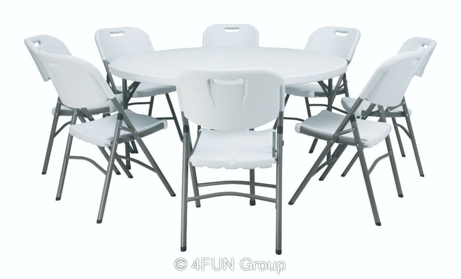 Round Table with 8 Chairs for hire